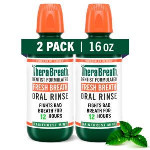 therabreath fresh breath mouthwash, rainforest mint, alcohol-free, 16 fl oz (2-pack)