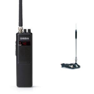 uniden pro401hh professional series 40 channel handheld cb radio & roadpro (rp-711) 24" magnet mount stainless steel cb antenna kit