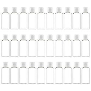 tuparka 30 pack clear plastic empty travel bottles with flip cap, portable refillable containers liquid hand sanitizer containers toiletry containers cosmetic bottles