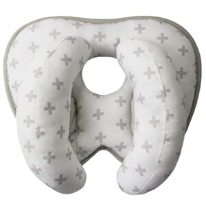 vocheer 2 in 1 baby travel pillow, baby head support pillow stroller pillow with banana neck pillow for newborn,light-grey