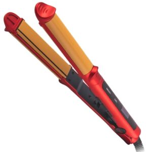 chi 3-in-1 hairstyling iron, versatile styling iron to smooth, curl, or flip hair, adds shine & reduces frizz, 1" iron, ruby red