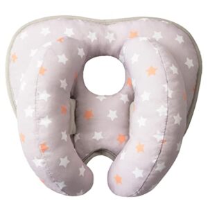 vocheer 2 in 1 baby travel pillow, baby head support pillow stroller pillow with banana neck pillow for newborn,light-pink