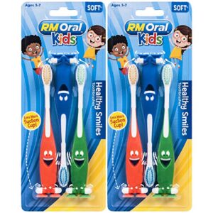 rm oral kids healthy smiles suction cup soft toothbrushes, 3 count twin pack