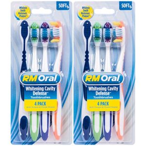 rm oral whitening cavity defense soft toothbrushes, 4 count twin pack