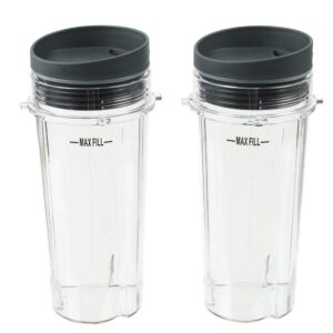 blender cups for ninja blender, 16oz cup with sip lids compatible with nutri ninja auto iq series blenders