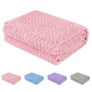 baby blanket flannel, cozy throw blankets for newborn infant and toddler, super soft and warm receiving baby blanket for crib stroller (pink 25 * 32")