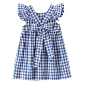 zanie kids gingham toddler dress bowknot easter dress baby girl summer playwear outfits plaid blue 2 3t