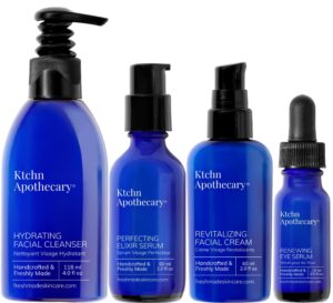 ktchn apothecary full-size 4-piece set | handcrafted, natural, anti-aging formula | facial cleanser + perfecting serum + facial moisturizer + eye serum | all skin types | women & men ($165 value)