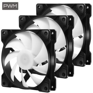 uphere 120mm pwm 4-pin high airflow long life case fan for pc cases, cpu coolers, and radiators 3-pack,sr12-bw4-3-us