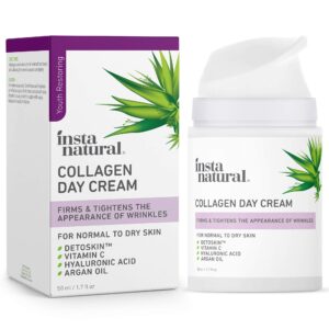 instanatural collagen face cream, daytime collagen moisturizer for face, anti aging cream with vitamin c, hyaluronic acid and argan oil