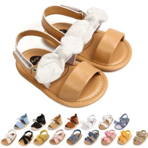 ohwawadi baby girls sandals wedding dress mary jane flats bowknot princess infant shoes soft summer newborn crib shoes first walkers prewalker shoe