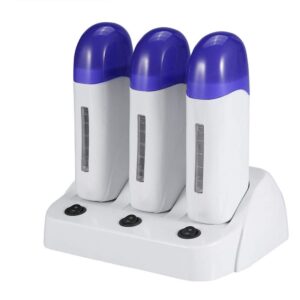 3 types portable wax roller warmer for women's hair removal, roll on home and salon waxing machine with cartridges (06#)