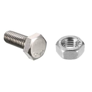 20 set hex bolt hex head screw bolts 304 stainless steel fully threaded hex tap bolts with nut（m6x16mm）