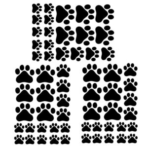 60 pcs dog footprints wall decal vinyl stickers, removable lovely animal paw print art diy sticker mural for bedroom playroom living room office home window door decoration