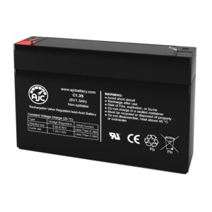 ajc battery compatible with duracell dura6-1.3f 6v 1.3ah sealed lead acid battery