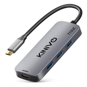 kinivo 710uc usb c hub (7 port usb-c adapter- 3 usb 3.0-5gbps data, 4k hdmi, 100w pd, sd, tf card reader) - compatible with macbook pro air (thunderbolt 3), ipad pro, chromebook, xps, samsung