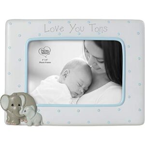 precious moments elephant love at first sight ultrasound 4 x 6 resin & glass photo frame, blue