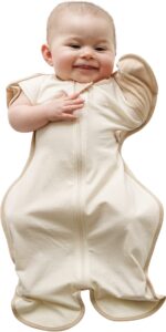 ccoccozam swaddle, organic, ivory, small, 0-3 months, 7-13 lbs, transition baby sleep sack, dramatically better sleep