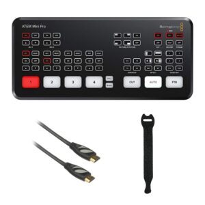 blackmagic design atem mini pro hdmi live stream switcher with 6' high-speed hdmi cable & 10-pack straps bundle