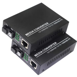 xmsjsiy fiber ethernet media converter, single-mode 10/100base-tx to 100base-fx, rj45 to sc, fiber transceiver up to 25km (1 pair)