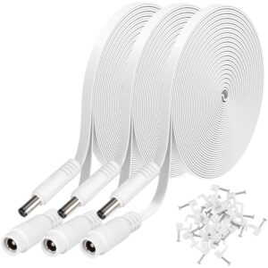 3 pack dc power extension cable 25ft 2.1mm x 5.5mm compatible with 12v dc adapter cord for cctv ip camera, led, car, white