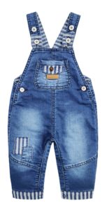 kidscool space baby boys easy diaper changing snap legs bib pocket patched denim overalls,blue,18-24 months