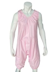 haian pvc ab unisex snap through crotch romper (3x-large, baby pink)