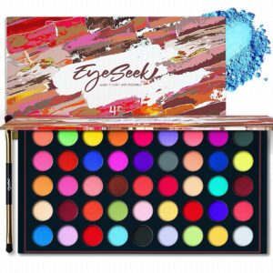 eyeseek colorful eyeshadow makeup palette sets + brush, bright 45 shades blendable , matte high pigmented pallets, ing waterproof shadow plattet gift sets for halloween makeup - all matte rainbow color