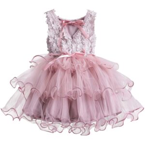 hnxdyy flower girl princess dress tutu sleeveless birthday party summer baby clothes 678 pink 2-3 years