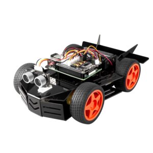 sunfounder robot car kit for raspberry pi, 4wd hat module, ultrasonic sensor, velocity measurement module etc. electronic diy robot kit for teens and adults, raspberry pi/tf card/battery not included