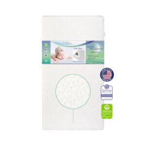 evolur comfort balance plus supreme 260 coil inner spring crib & toddler mattress, waterproof, green guard gold certified, removable cover, white, crib