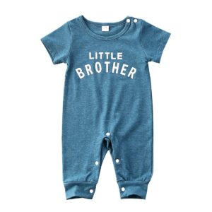 hwojjha newborn baby boy romper clothe, little brother romper short sleeve jumpsuits one piece outfit (blue, 0-3 months)