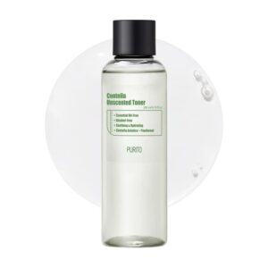 purito centella unscented toner, 200ml 6.76 fl.oz, korean centella, for sensitive skin, soothing, facial toner for face, k-beauty, korean skin care