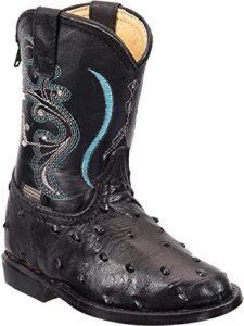 kids cowboy boot infant toddler ostrich print western boot (2 infant, black)