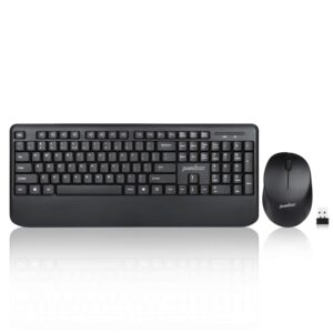 perixx periduo-714, wireless standard keyboard and mouse combo set, black (11668)