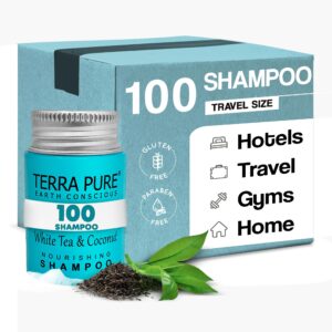 terra pure white tea & coconut shampoo, travel size hotel amenities, 1 oz. (case of 100)