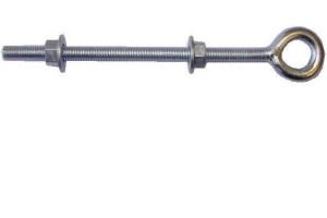 welded zp steel eye bolt 200mm 8 inch x 3/8 inch with nuts & 2 washers