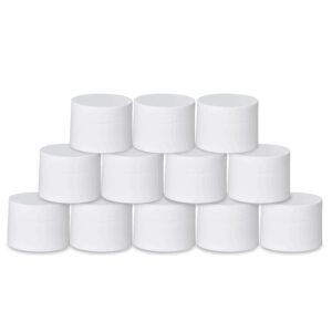 plastic containers akamino white plastic lotion jar with inner liners and dome lids for make-up cosmetic, creams, lotions, refillable travel airtight container storage (1.25 oz, 37 ml, 12 pcs)