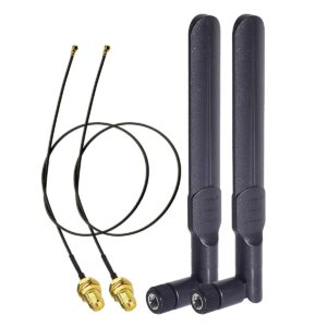 bingfu dual band wifi 2.4ghz 5ghz 5.8ghz 8dbi rp-sma male antenna & 20cm 8 inch u.fl ipx ipex mhf4 to rp-sma female extension cable 2-pack for m.2 ngff intel wireless network card wifi adapter laptop