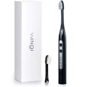 ionic kiss ionpa dh home black ionic power electric toothbrush black, easy-to-use, brushing timer, 3 modes, 2 soft extended filament brush heads made in japan, you, hyg, dh-311bk