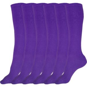 judanzy 3 pairs of boys and girls solid knee high uniform socks for school, soccer, football, afo etc. (6-10 years, purple)