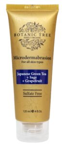 botanic tree microdermabrasion facial scrub - anti aging exfoliating face scrub for acne scars, dullness, wrinkles, dry skin, pores, and blackheads, 100% vegan skin care facial exfoliator, 4 fl. oz.