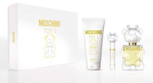 moschino toy 2 for women 3 piece set (3.4 ounce eau de parfume spray + 5.0 perfumed body lotion + 0.33 ounce travel spray), multicolor(pack of 3)