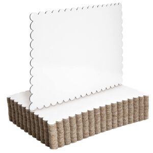 sparkle and bash white foil cake boards, scalloped rectangle dessert base (14 x 10 in, 25 pack)