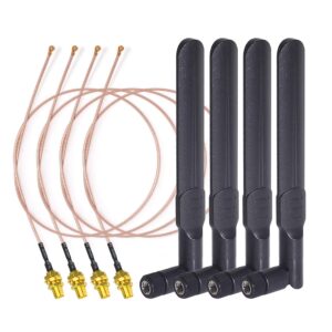 bingfu dual band wifi 2.4ghz 5ghz 5.8ghz 8dbi rp-sma male antenna 20cm 8 inch rg178 u.fl ipx ipex to rp-sma female cable 4-pack for wifi router wireless mini pci express pcie network card adapter