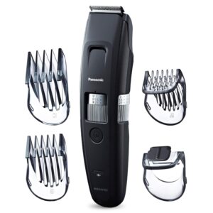 panasonic long beard trimmer for men, 58 length settings and 4 attachments for cutting and detailing, cordless or corded operation – er-gb96-k (black)