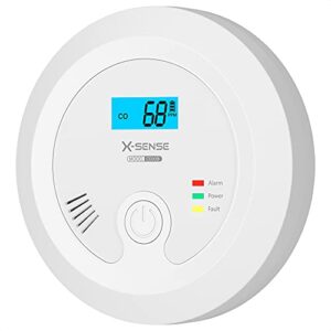 x-sense carbon monoxide detector alarm, replaceable battery-operated co alarm detector with digital display, co03b