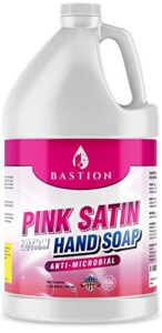 antimicrobial hand soap: silky pink lotion liquid hand wash -bulk one gallon (128 oz) refill jug. ph balanced ultra-strength. made in usa (one gallon)