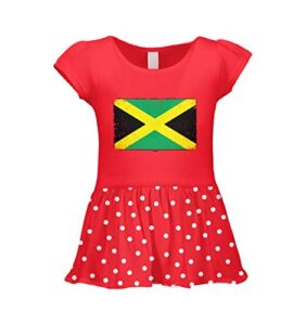 tcombo jamaican distressed flag - jamaica pride infant/toddler baby rib dress (red polka dot, 2t)