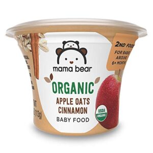 amazon brand - mama bear organic baby food, apple oats cinnamon, 4 ounce cup, pack of 1